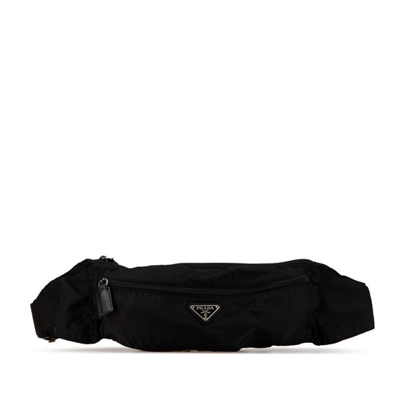 Prada | Bags | Prada Triangle Logo Plate Waist Bag Body Black Nylon ...